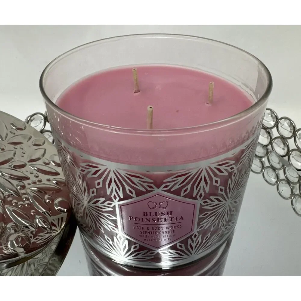 Bath & Body Works | Accents | New Blush Poinsettia 3 Wick Sented Candle ...